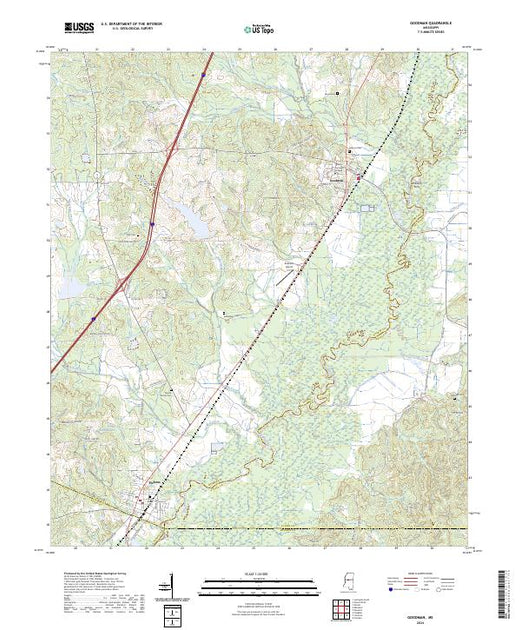US Topo 7.5-minute map for Goodman MS – American Map Store