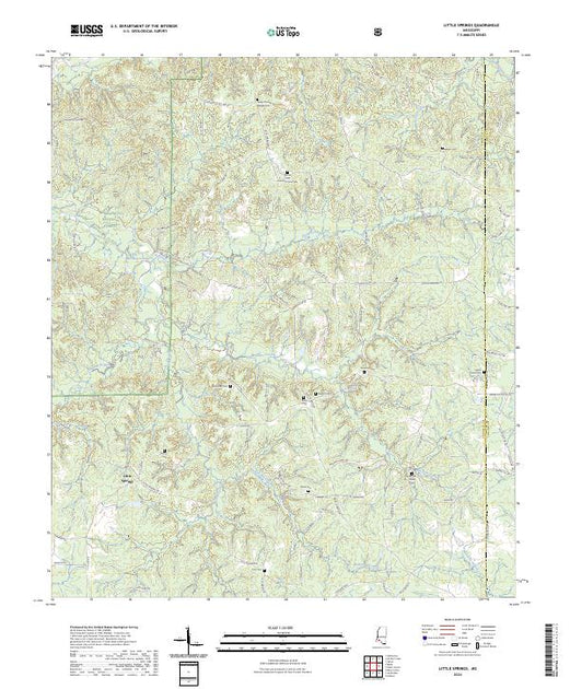 US Topo 7.5-minute map for Little Springs MS – American Map Store