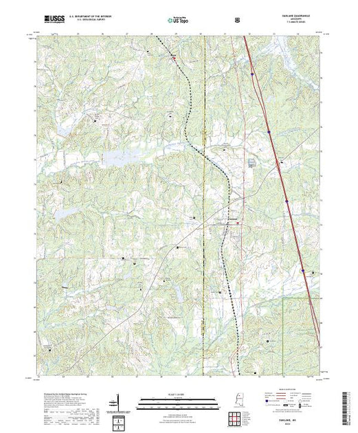 US Topo 7.5-minute map for Oakland MS – American Map Store