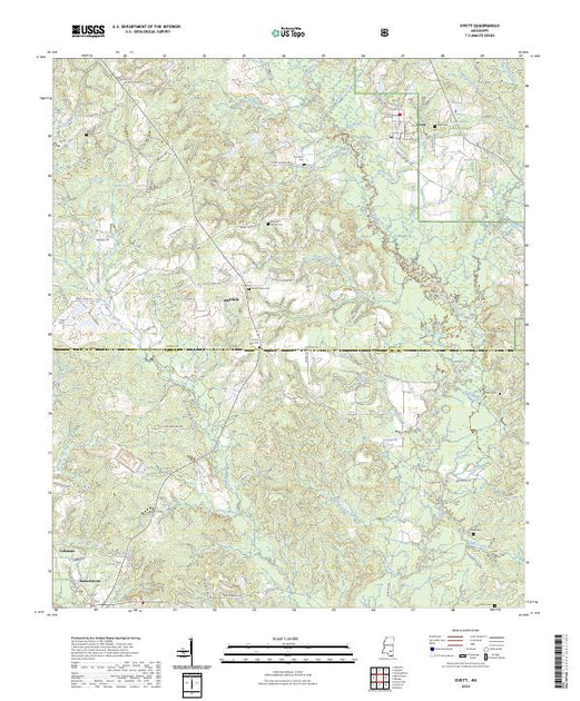 US Topo 7.5-minute map for Ovett MS – American Map Store