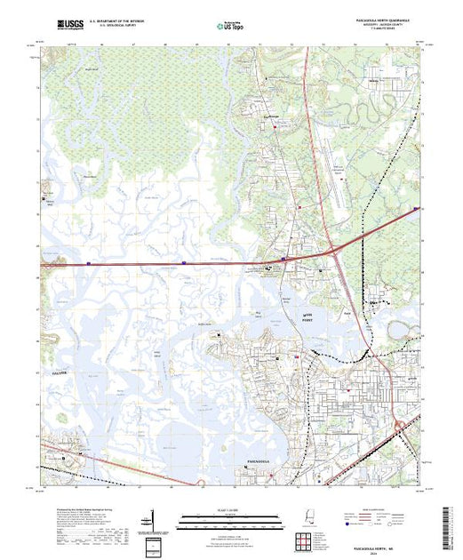 US Topo 7.5-minute map for Pascagoula North MS – American Map Store