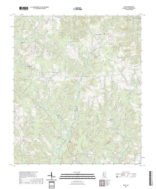 US Topo 7.5-minute map for Ruth MS – American Map Store
