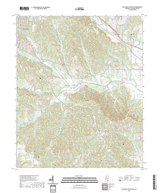 US Topo 7.5-minute map for Southeast Pontotoc MS – American Map Store