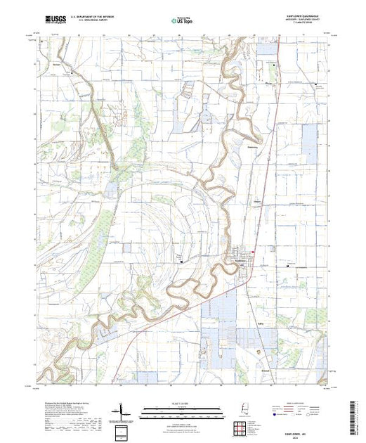 US Topo 7.5-minute map for Sunflower MS – American Map Store