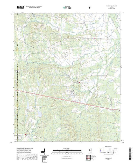 US Topo 7.5-minute map for Thaxton MS – American Map Store