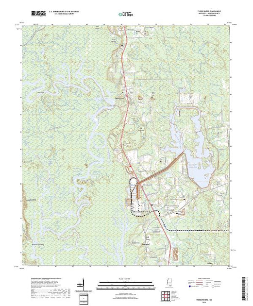 US Topo 7.5-minute map for Three Rivers MS – American Map Store