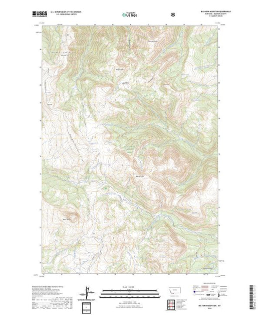 US Topo 7.5-minute map for Big Horn Mountain MT – American Map Store