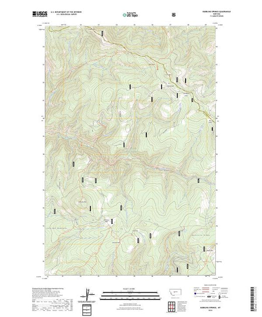 US Topo 7.5-minute map for Bubbling Springs MT – American Map Store