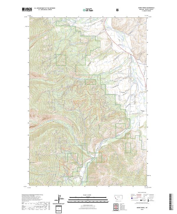 US Topo 7.5-minute map for Burnt Ridge MT – American Map Store