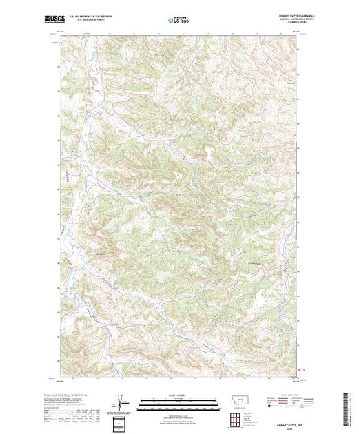 US Topo 7.5-minute map for Chimney Butte MT – American Map Store