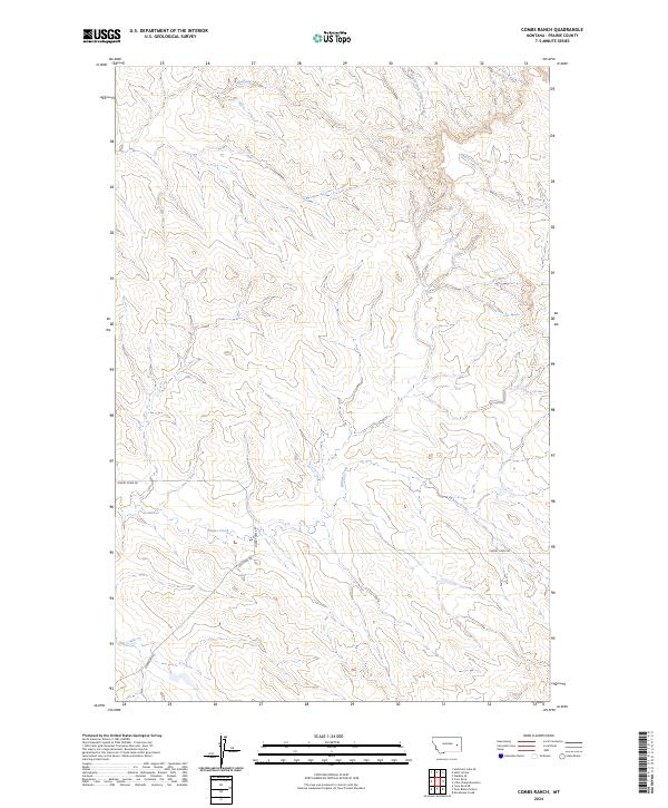 US Topo 7.5-minute map for Combs Ranch MT – American Map Store