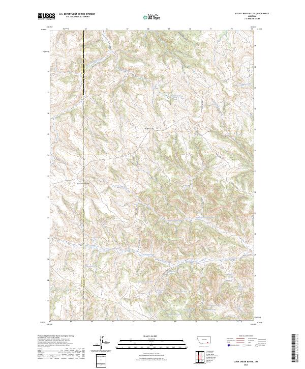US Topo 7.5-minute map for Cook Creek Butte MT – American Map Store