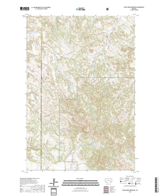 US Topo 7.5-minute map for Cook Creek Reservoir MT – American Map Store