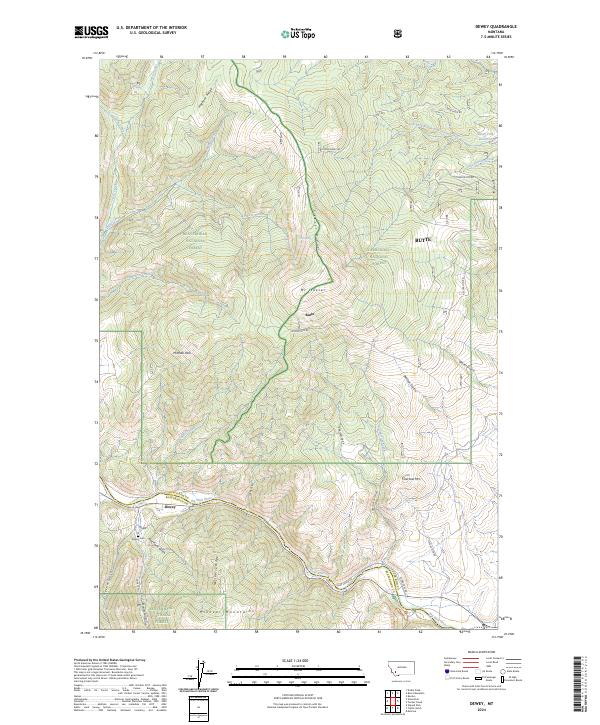 US Topo 7.5-minute map for Dewey MT – American Map Store