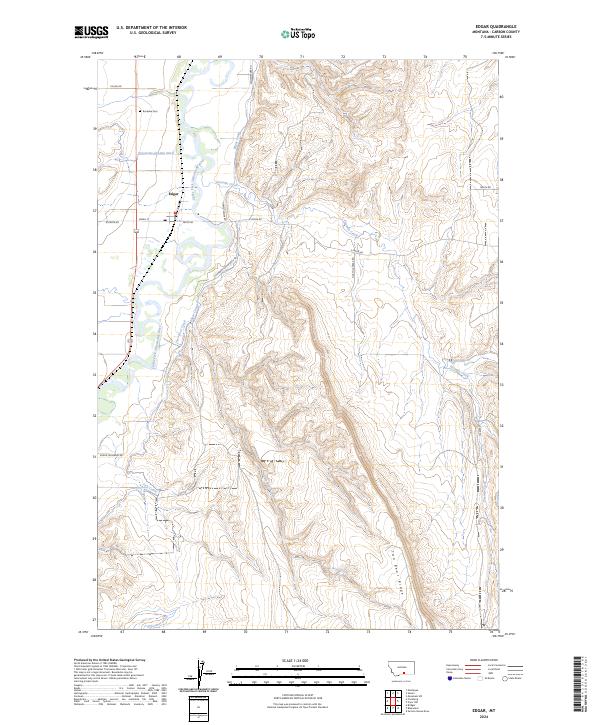 US Topo 7.5-minute map for Edgar MT – American Map Store
