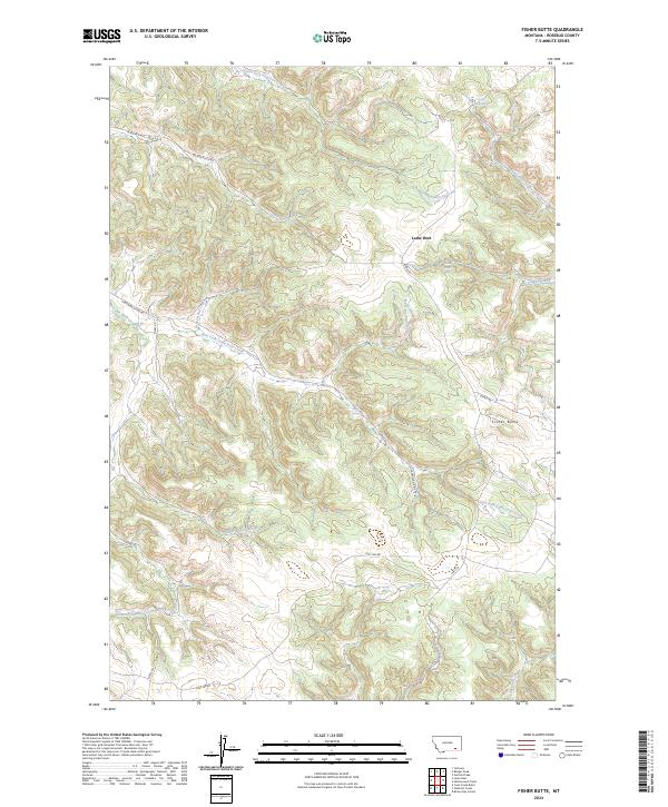 US Topo 7.5-minute map for Fisher Butte MT – American Map Store
