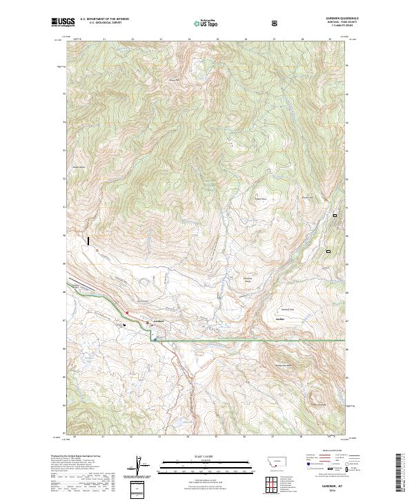 US Topo 7.5-minute map for Gardiner MT – American Map Store