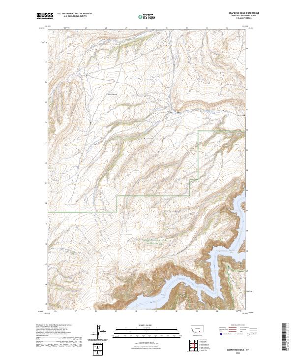US Topo 7.5-minute map for Grapevine Dome MT – American Map Store