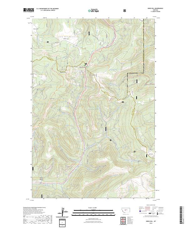 US Topo 7.5-minute map for Kings Hill MT – American Map Store