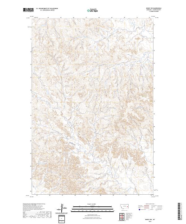 US Topo 7.5-minute map for Kinsey NW MT – American Map Store