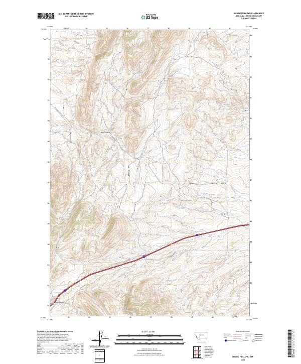 US Topo 7.5-minute map for Negro Hollow MT – American Map Store