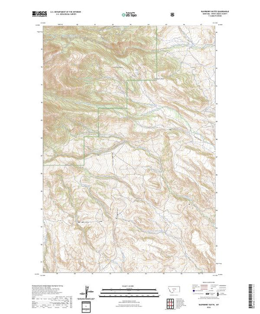 US Topo 7.5-minute map for Raspberry Butte MT – American Map Store