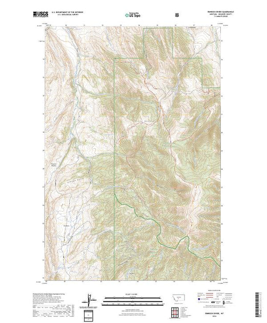 US Topo 7.5-minute map for Rimrock Divide MT – American Map Store
