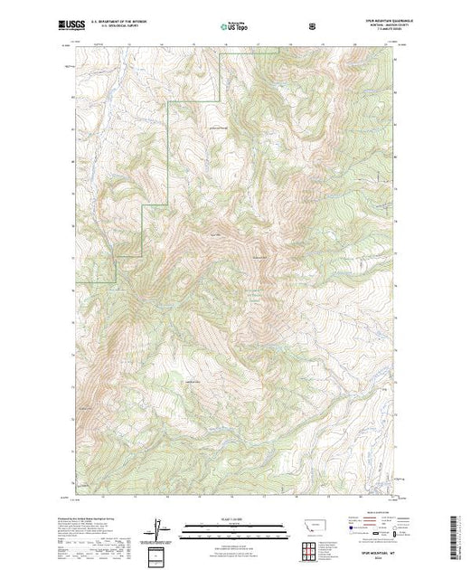 US Topo 7.5-minute map for Spur Mountain MT – American Map Store