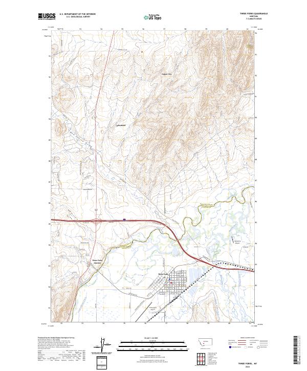US Topo 7.5-minute map for Three Forks MT – American Map Store