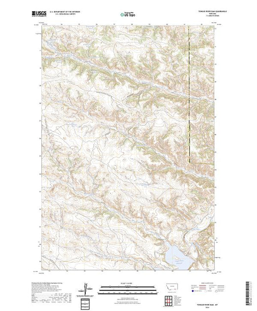 US Topo 7.5-minute map for Tongue River Dam MT – American Map Store