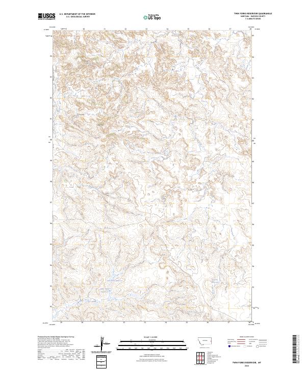 US Topo 7.5-minute map for Twin Forks Reservoir MT – American Map Store