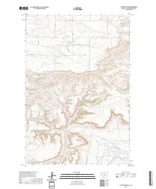 US Topo 7.5-minute map for Two Pine School MT – American Map Store