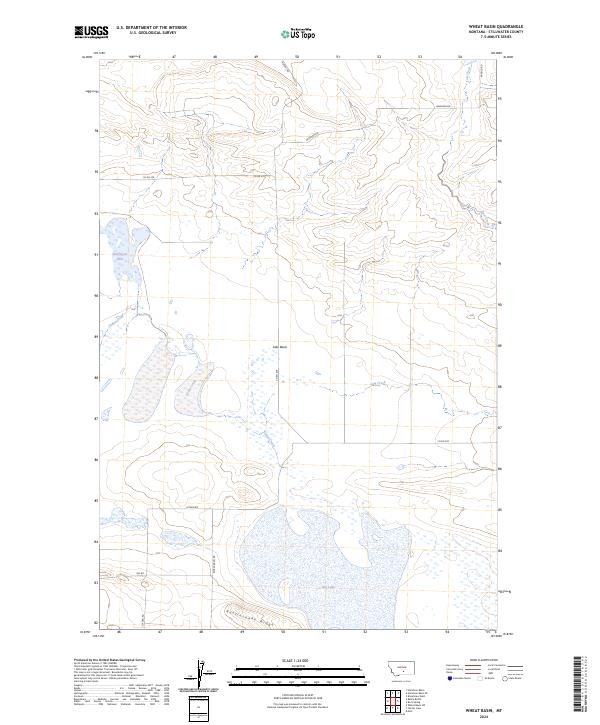 US Topo 7.5-minute map for Wheat Basin MT – American Map Store
