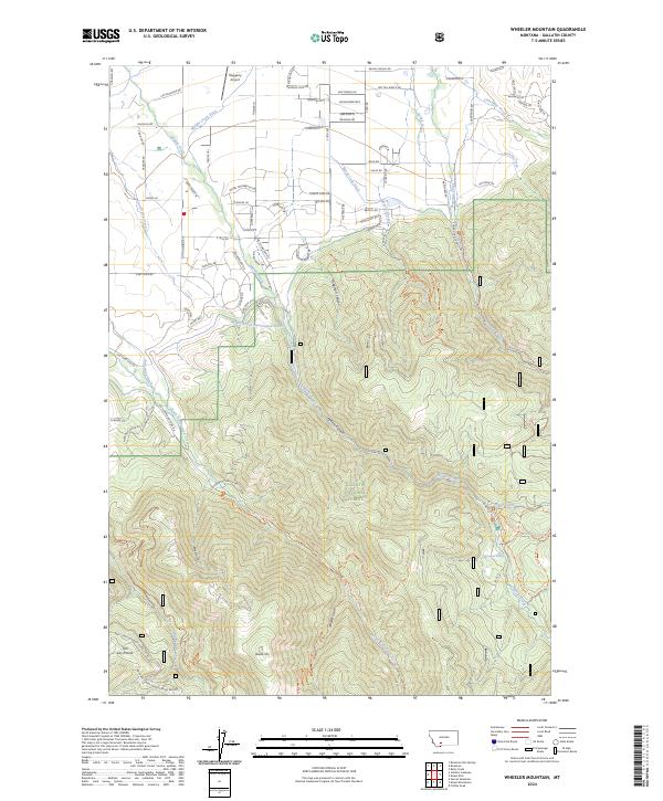 US Topo 7.5-minute map for Wheeler Mountain MT – American Map Store