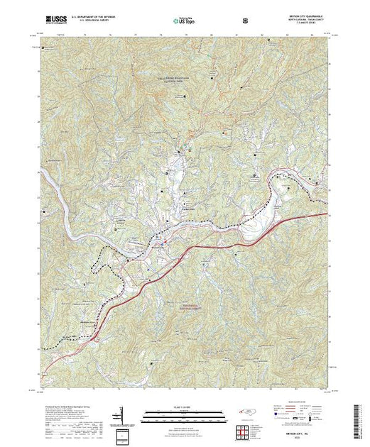 US Topo 7.5-minute map for Bryson City NC – American Map Store