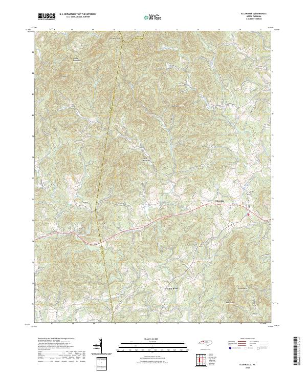 US Topo 7.5-minute map for Ellendale NC – American Map Store