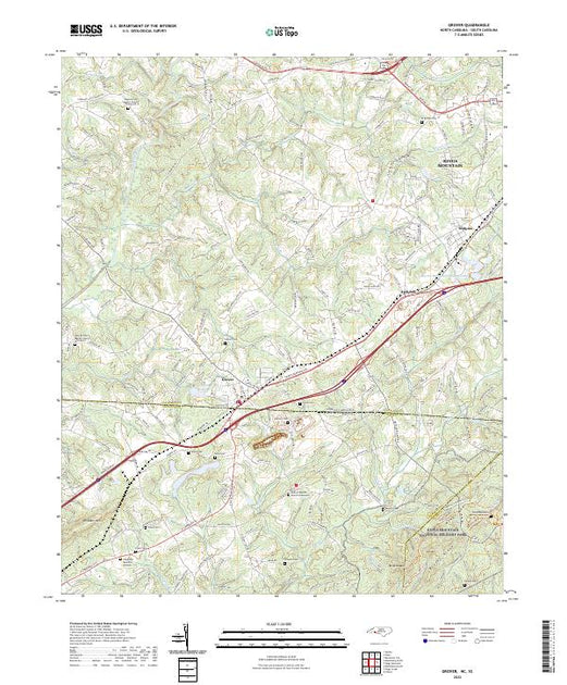 US Topo 7.5-minute map for Grover NCSC – American Map Store