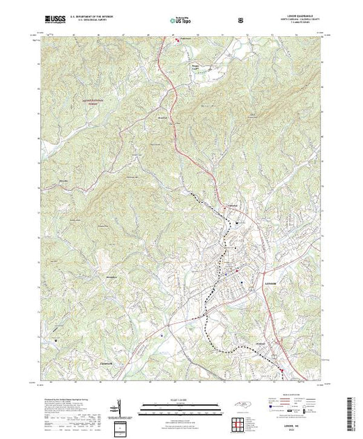 US Topo 7.5-minute map for Lenoir NC – American Map Store