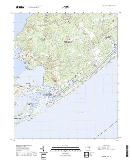 US Topo 7.5-minute map for New River Inlet NC – American Map Store