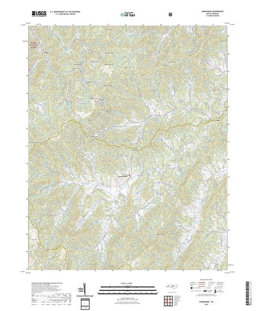 US Topo 7.5-minute map for Sandymush NC – American Map Store