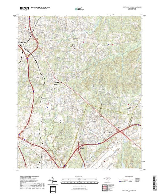 US Topo 7.5-minute map for Southeast Durham NC – American Map Store