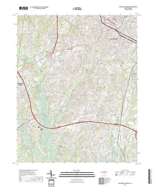 US Topo 7.5-minute map for Southwest Durham NC – American Map Store