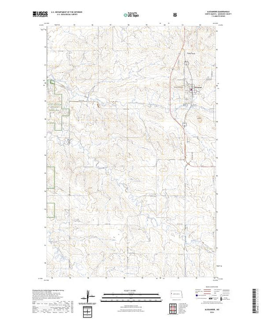 US Topo 7.5-minute map for Alexander ND – American Map Store