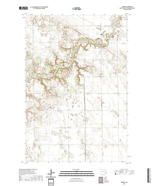 US Topo 7.5-minute map for Barrie ND – American Map Store