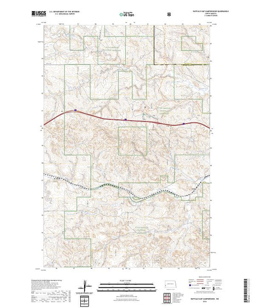 US Topo 7.5-minute map for Buffalo Gap Campground ND – American Map Store