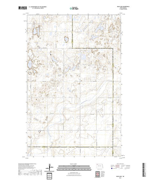 US Topo 7.5-minute map for Bush Lake ND – American Map Store
