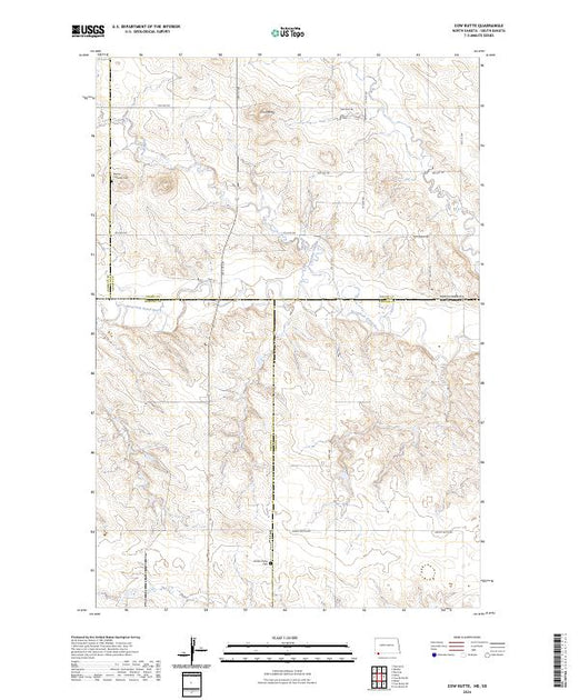 US Topo 7.5-minute map for Cow Butte NDSD – American Map Store