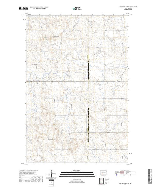 US Topo 7.5-minute map for Dogtooth Buttes ND – American Map Store