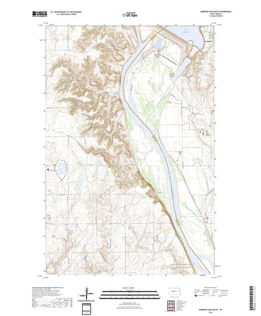 US Topo 7.5-minute map for Garrison Dam South ND – American Map Store