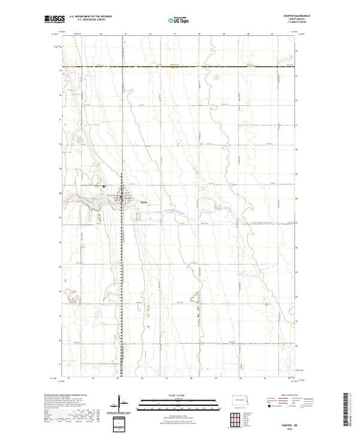 US Topo 7.5-minute map for Hunter ND – American Map Store